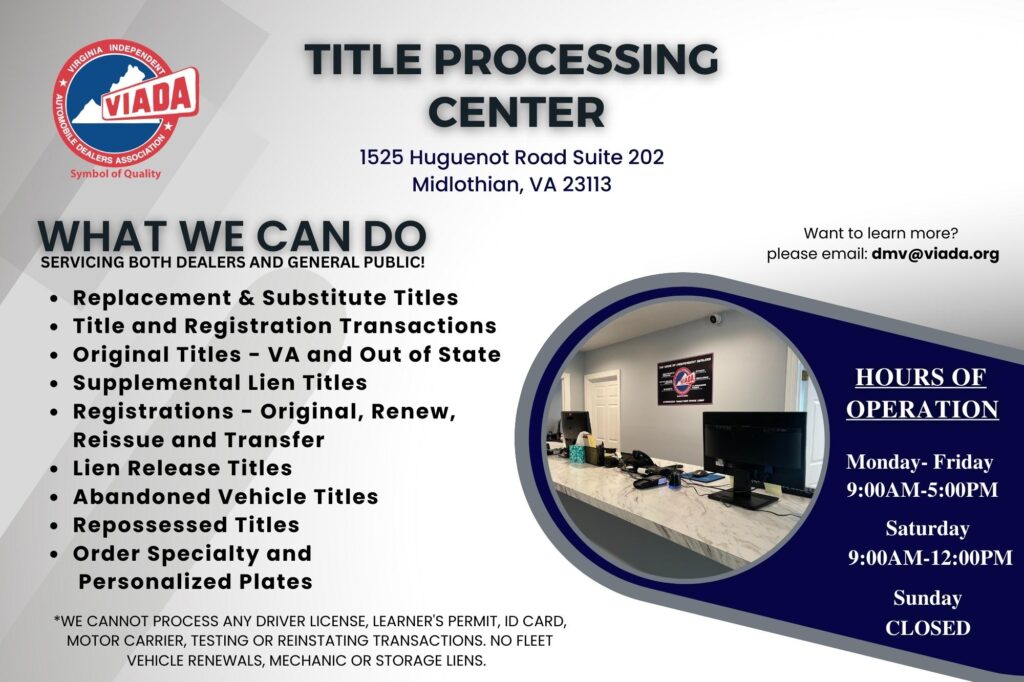 DMV Titling Center – Virginia Independent Auto Dealers Association